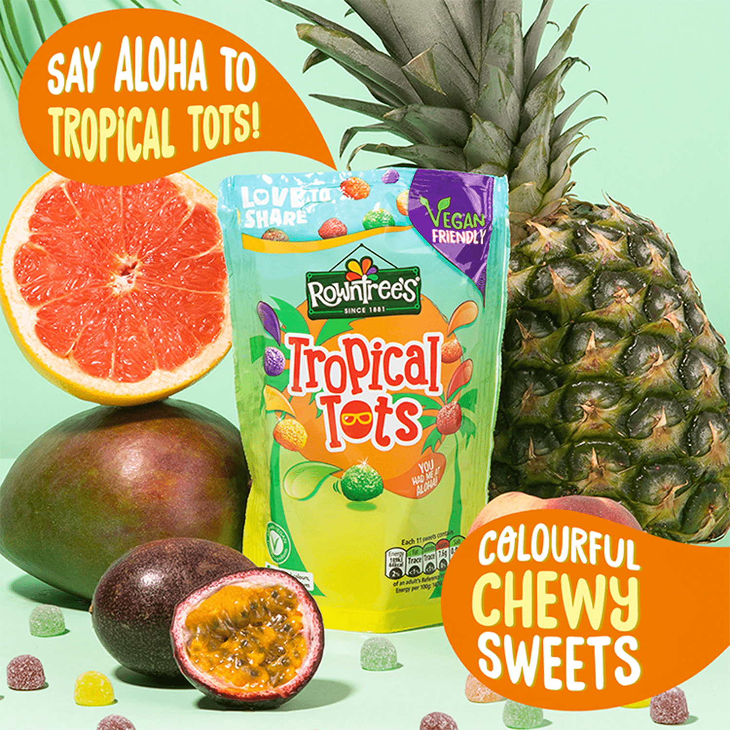 Rowntree's Tropical Tots Vegan Friendly Sweets Sharing Bag 140g ...