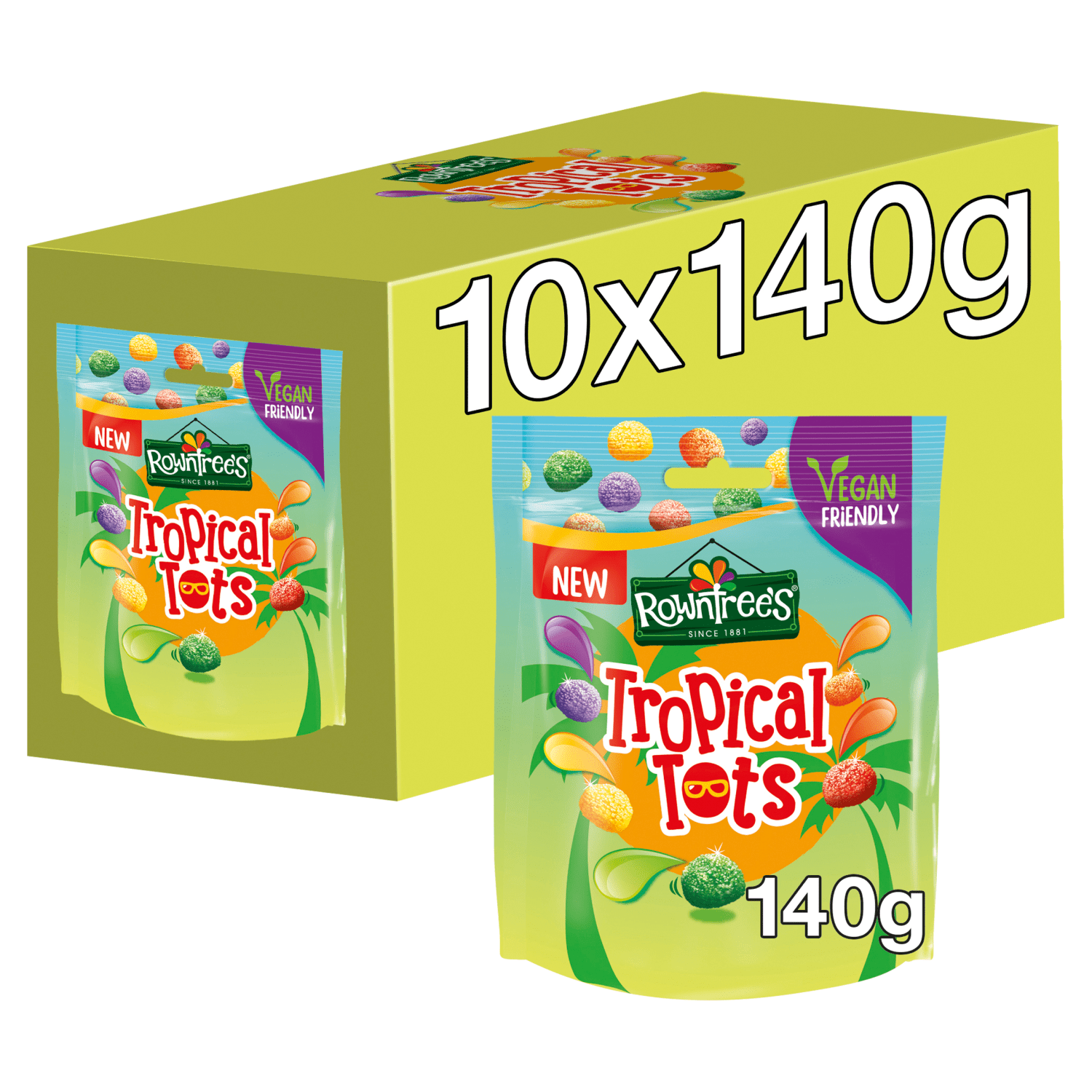 Rowntree's Tropical Tots Vegan Friendly Sweets Sharing Bag 140g ...