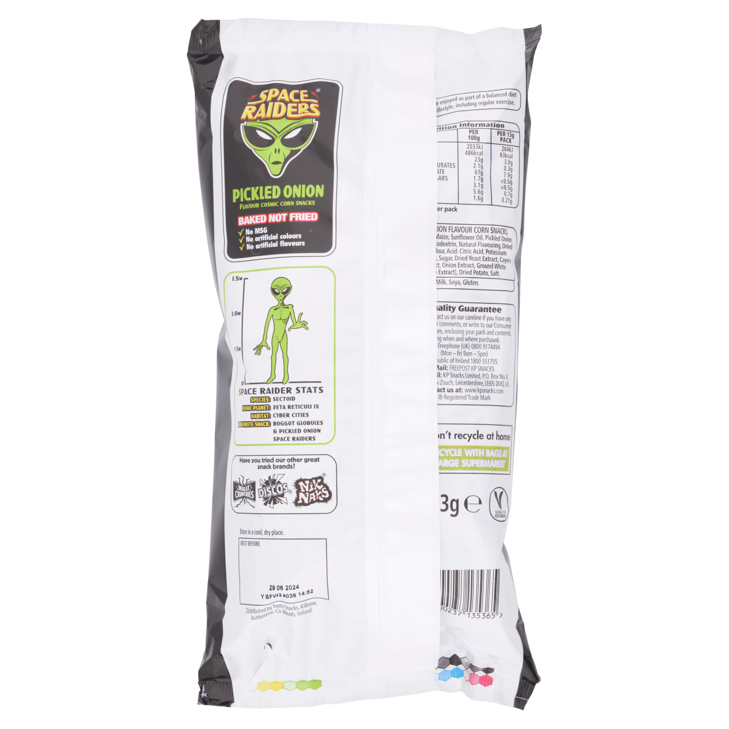 Space Raiders Pickled Onion Flavour Cosmic Corn Snack 6 x 13g ...
